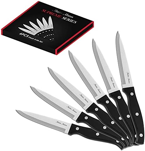 Premium 6pc Steak Knife Set: German Stainless Steel, Ergonomic Handle ...