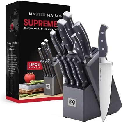 Premium Gray Kitchen Knife Set - Slice and Sharpen with Master Maison ...