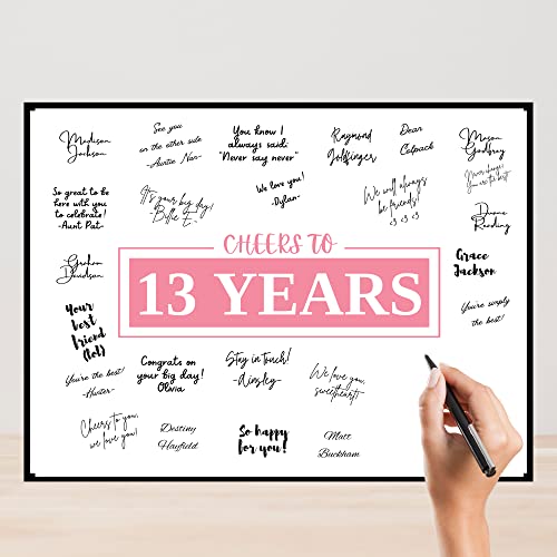 13th Birthday Decorations: Cute Pink Girl's Signing Board & Funny Gifts ...