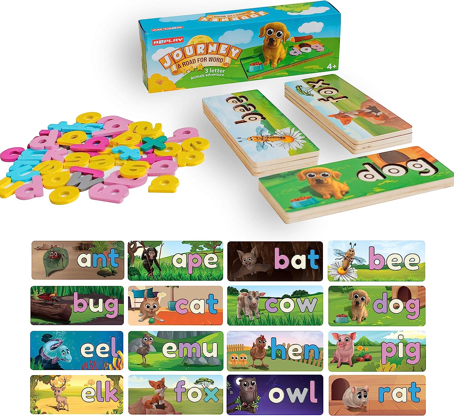 Fun and Educational Spelling Game for 3-4 Year Olds: A2PLAY Wooden ...